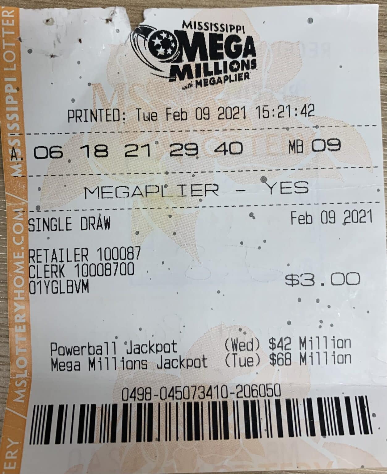 Terry Player Wins $800! - Mississippi Lottery