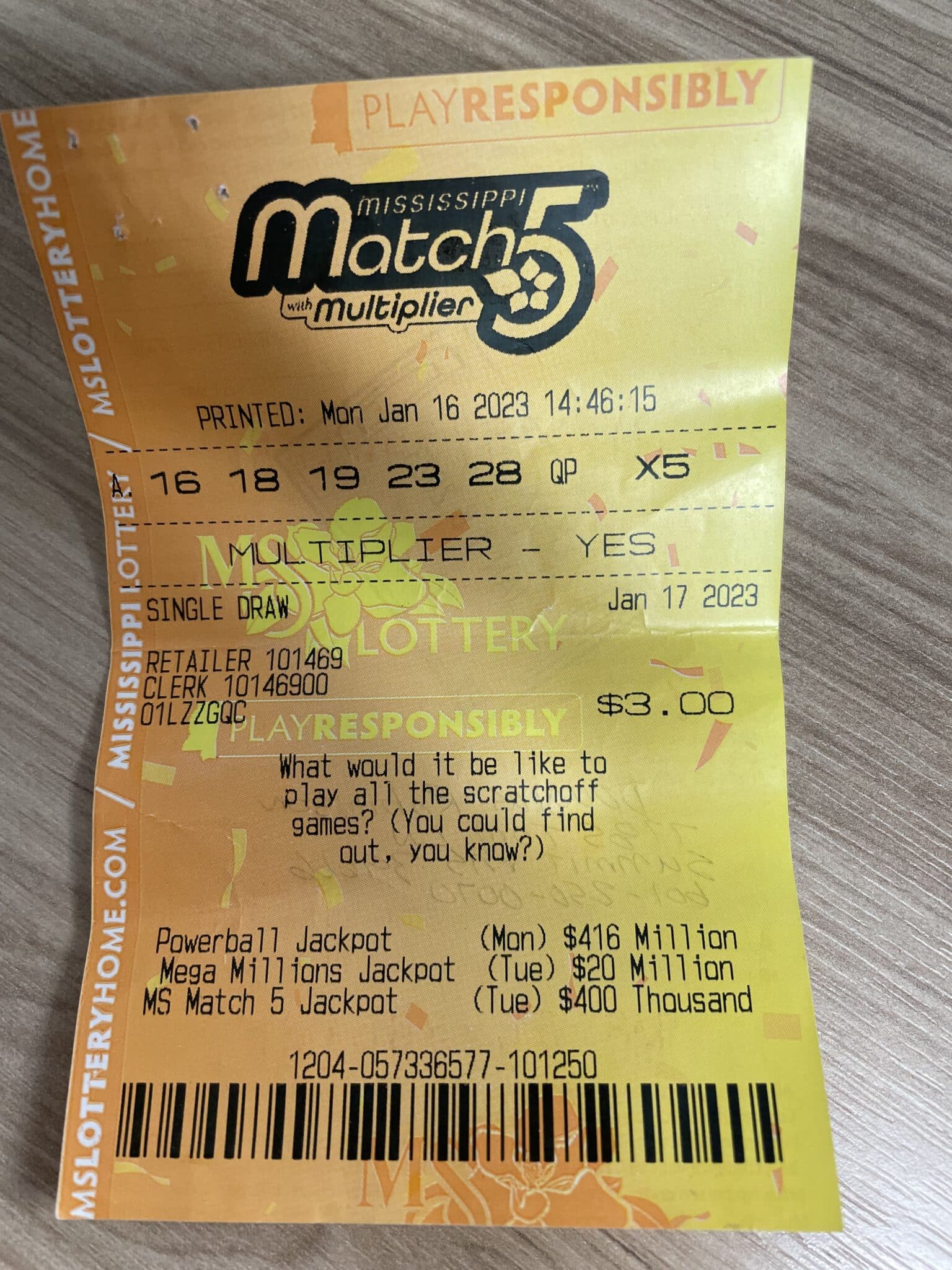 Summit Player Wins $1,000 - Mississippi Lottery