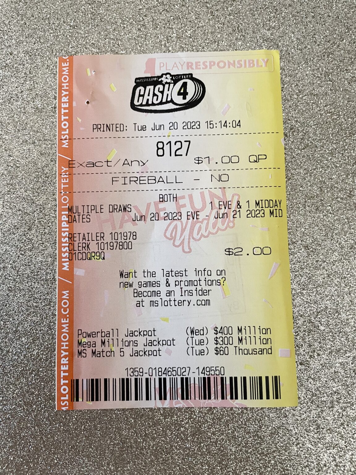 St. Louis, Mo., Man Wins $2,600 - Mississippi Lottery