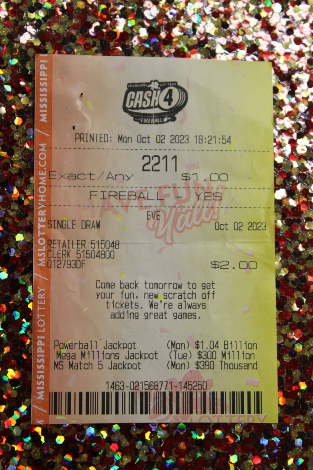 Florence Man Won $2,900 - Mississippi Lottery