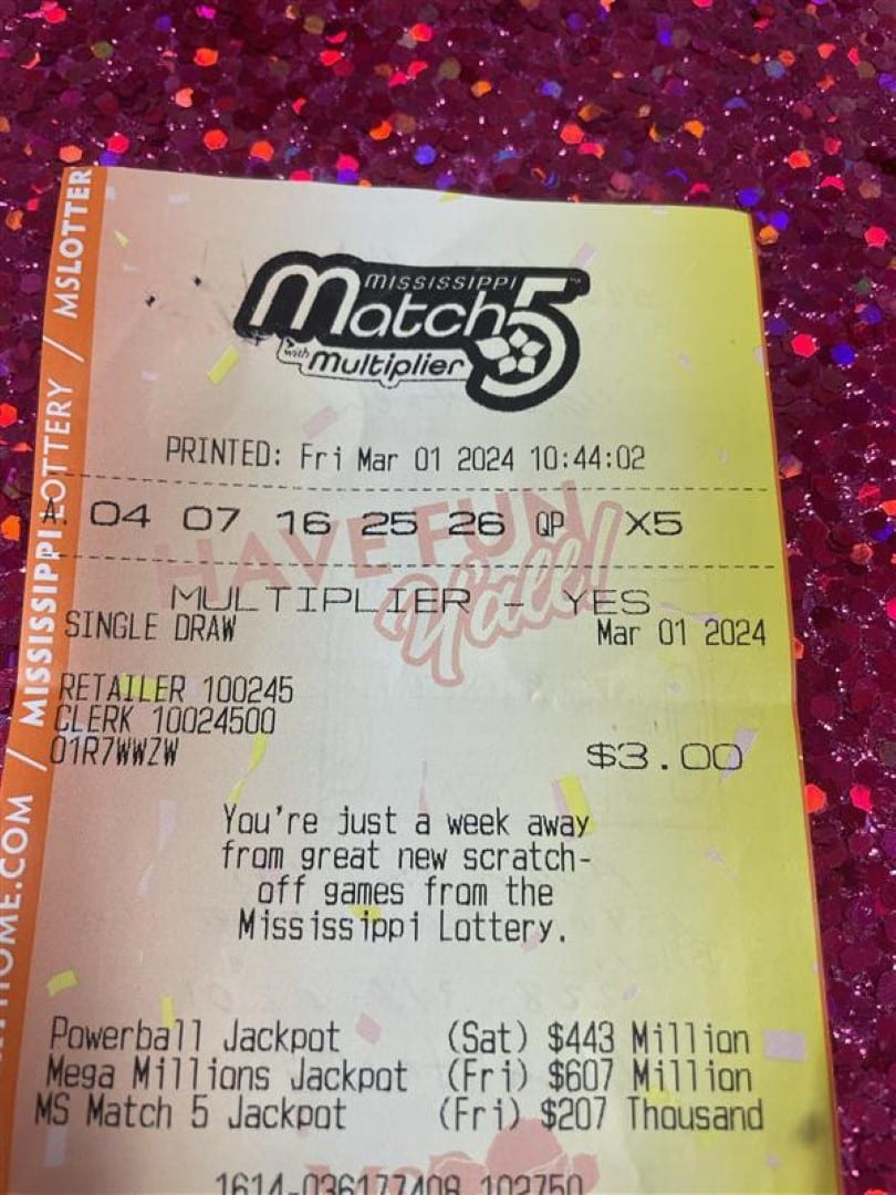 Biloxi Man Won $1,000 - Mississippi Lottery