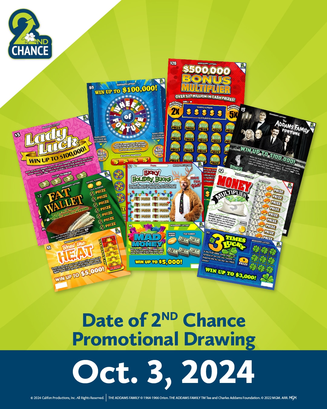 2ND CHANCE PROMOTIONAL DRAWING – 10/3/2024 - Mississippi Lottery