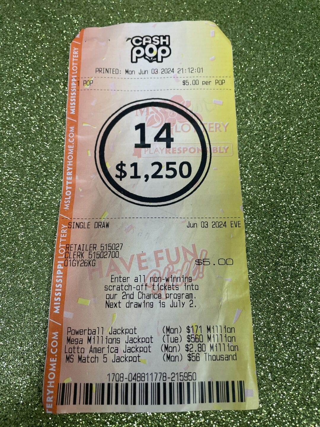 Pope Woman Won $1,250 - Mississippi Lottery