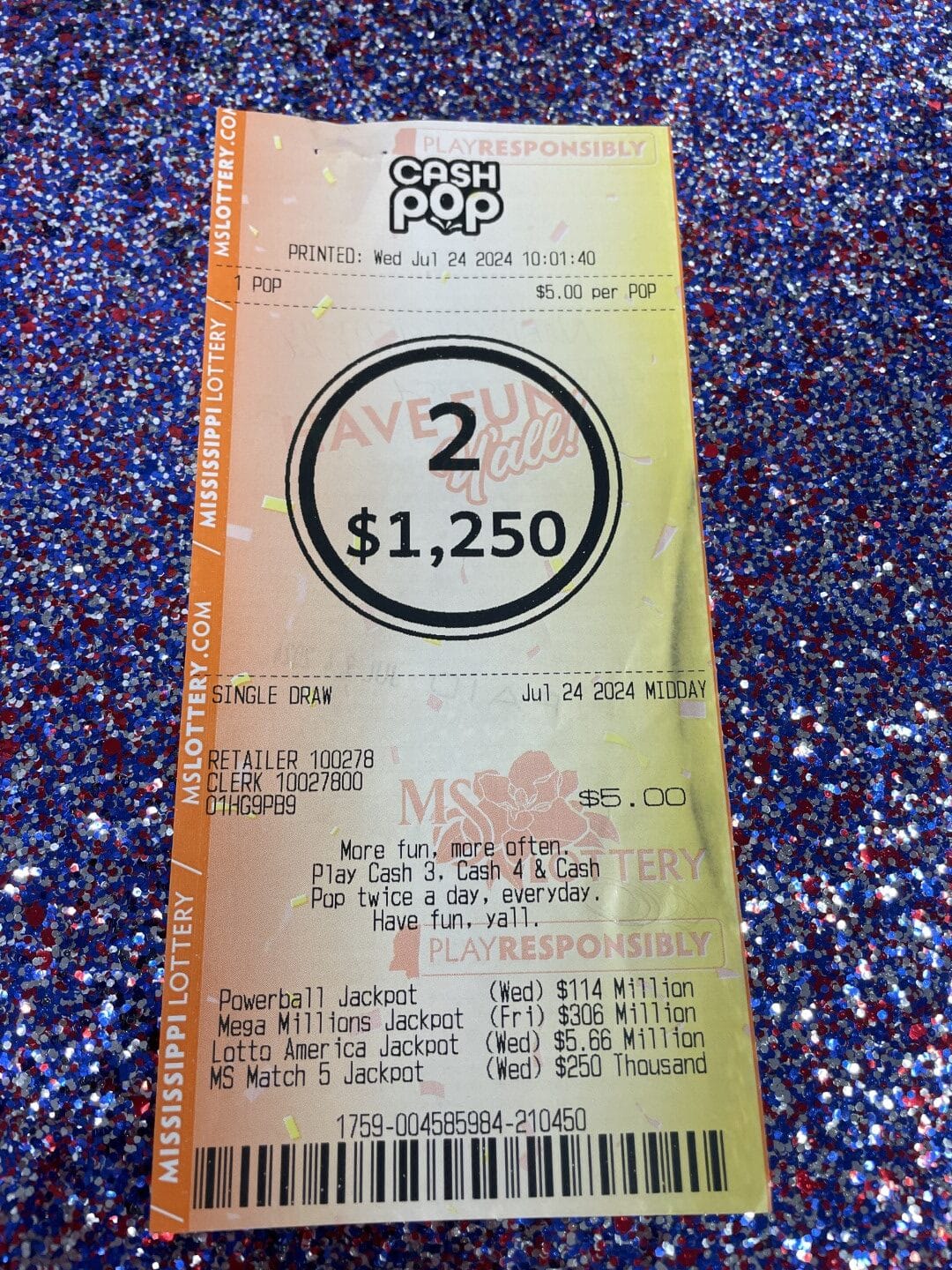 Edwards Player Won $1,250 - Mississippi Lottery