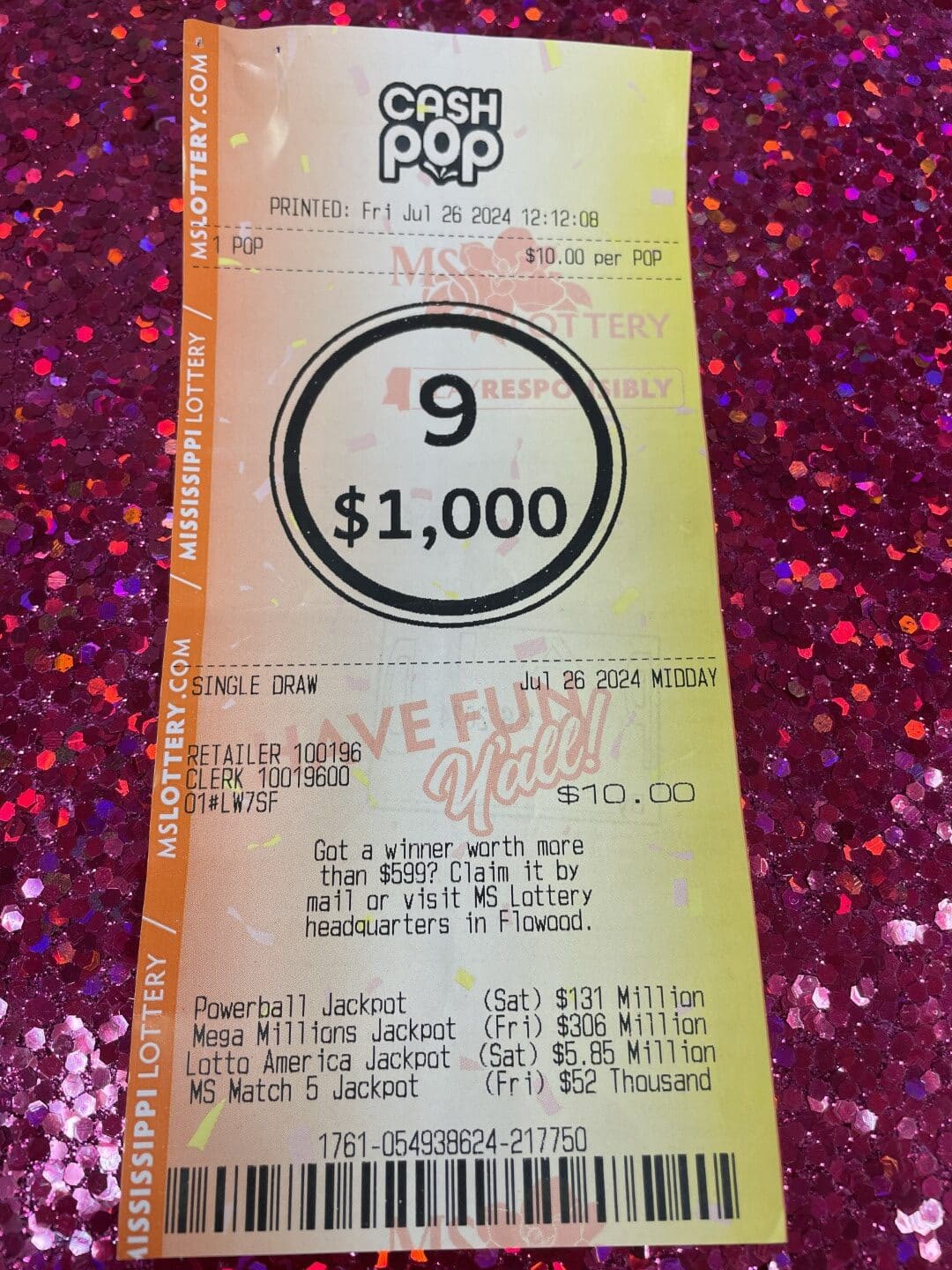 Carthage Man Won $1,000 - Mississippi Lottery