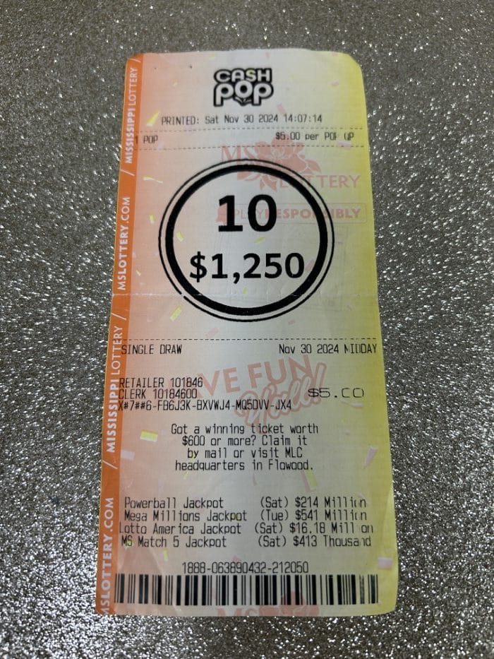 Florence Woman Wins $1,250 - Mississippi Lottery