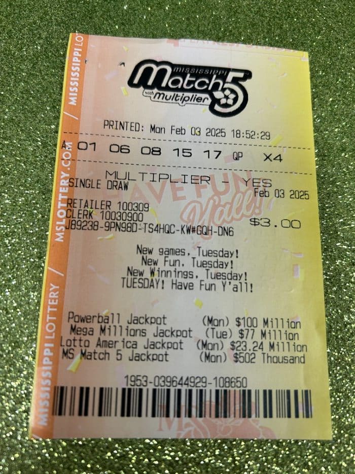 Meridian Man Wins $800 - Mississippi Lottery