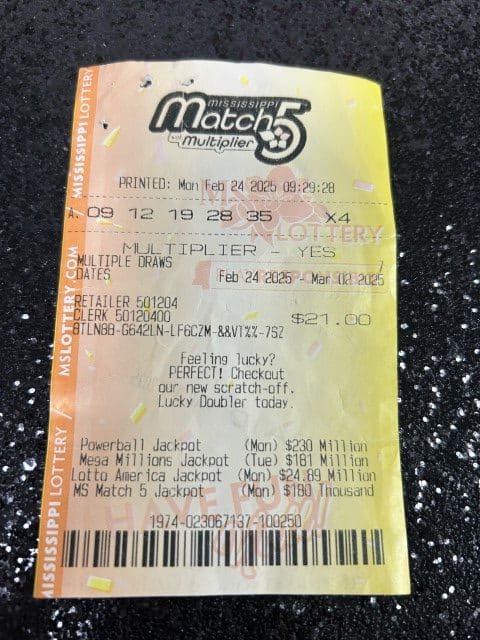 Needham, AL Man Wins $800 - Mississippi Lottery