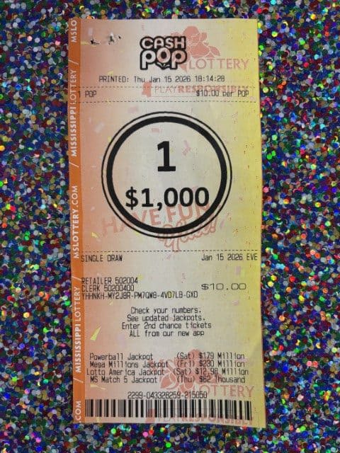 Byram Man Wins $1,000 - Mississippi Lottery